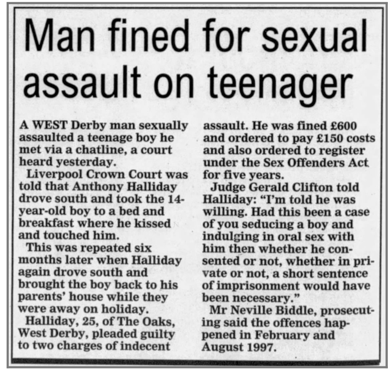 The Caroline Farrow, Adrian Harrop, and Anthony George Halliday ...