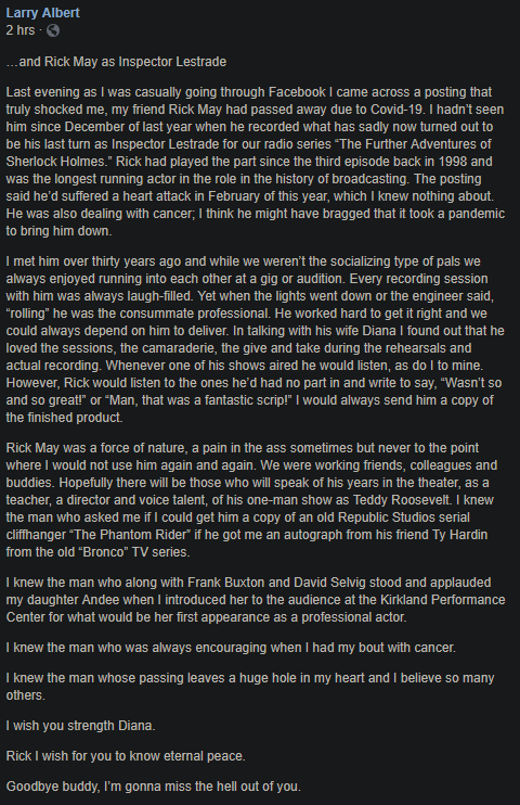 Team Fortress 2 Soldier Voice Actor, Rick May, Died April 13 2020 Due ...