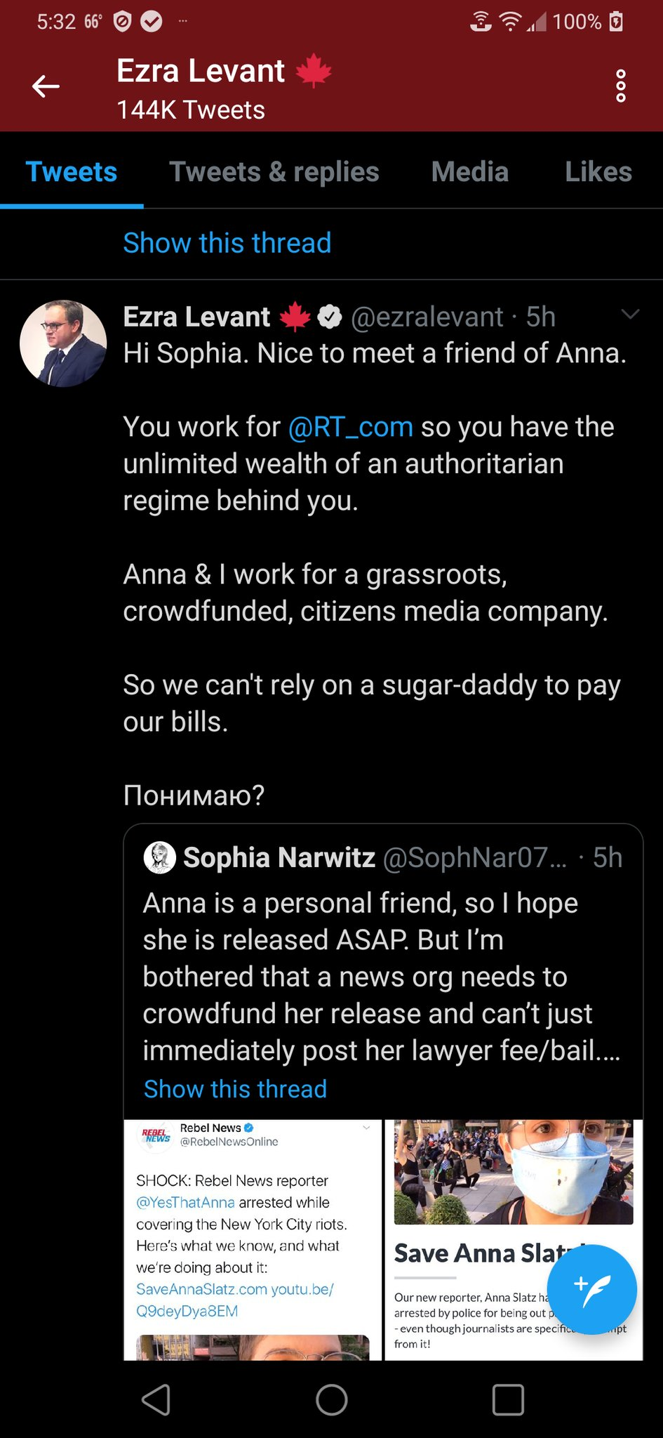 Anna Slatz gets arrested reporting the riots, Ezra Levant crowdfunds ...