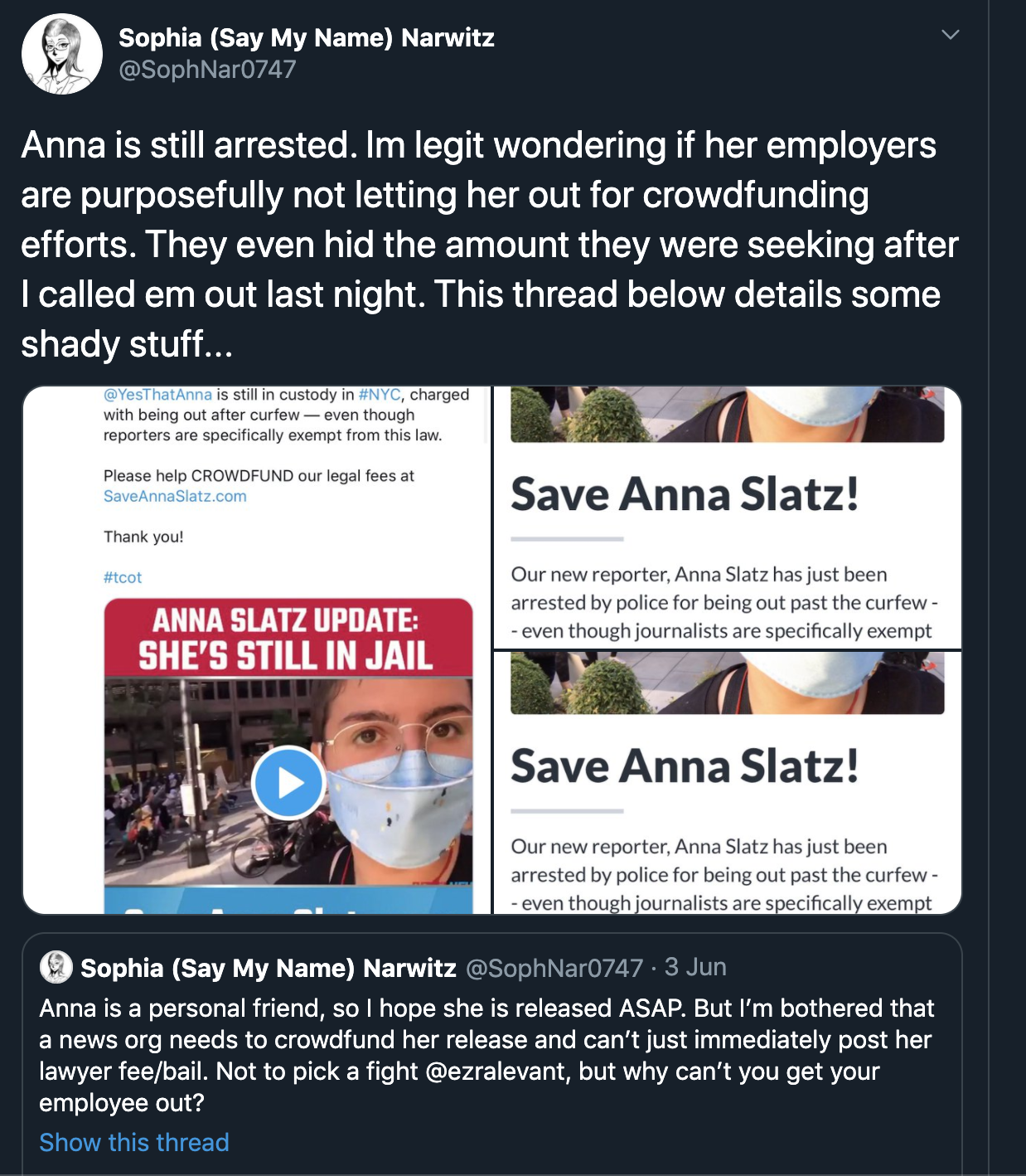 Anna Slatz gets arrested reporting the riots, Ezra Levant crowdfunds ...
