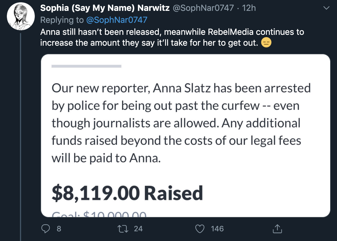 Anna Slatz gets arrested reporting the riots, Ezra Levant crowdfunds ...