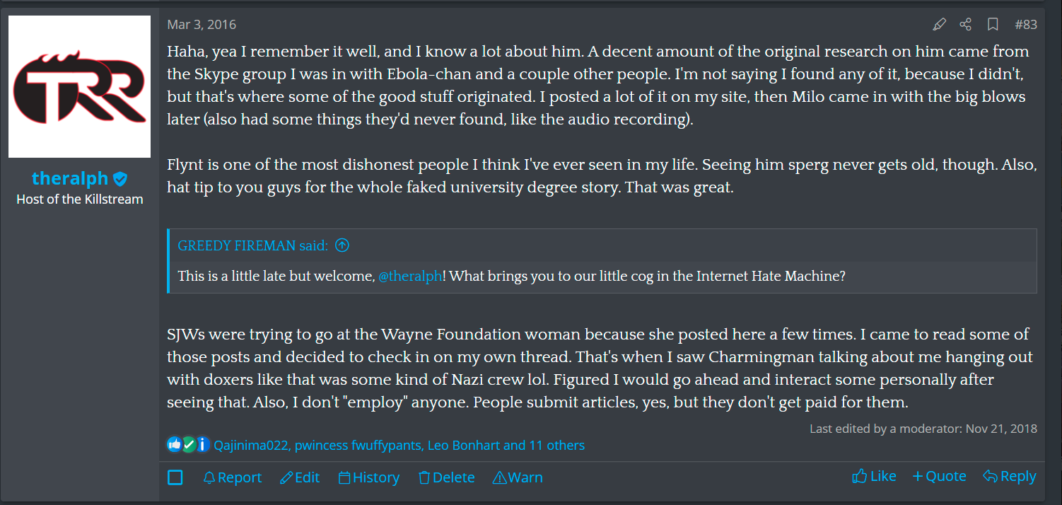 Chronological history of Ethan Ralph / The Ralph Retort / #Killstream ...