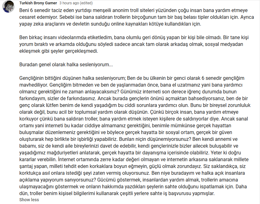 Erdem Alsırt / Turkish Brony Gamer / Turkish Chris-Chan | Page 191 | Kiwi Farms