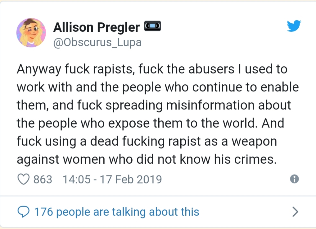 Allison Pregler / Obscurus Lupa / Movie Nights | Page 21 | Kiwi Farms