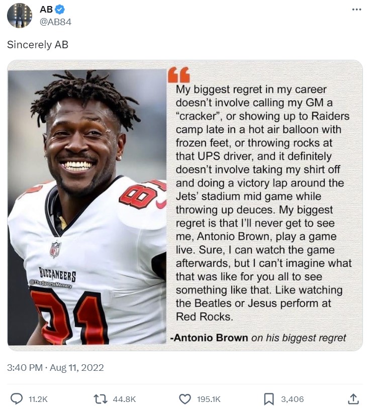 Antonio Brown / AB / AB84 / "Mr. Big Chest" | Page 4 | Kiwi Farms