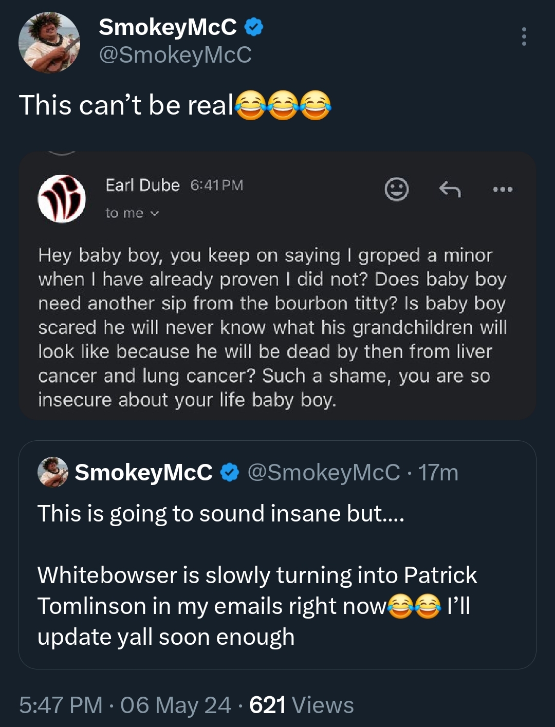 Earl Dube / EarlDube93 / The White Bowser | Page 83 | Kiwi Farms