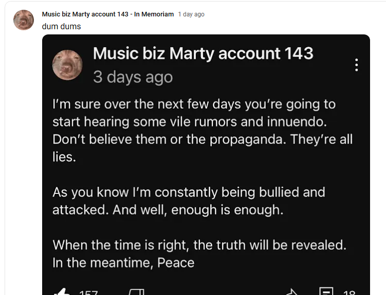 Music Biz Marty / Nicholas C Beigler | Page 106 | Kiwi Farms