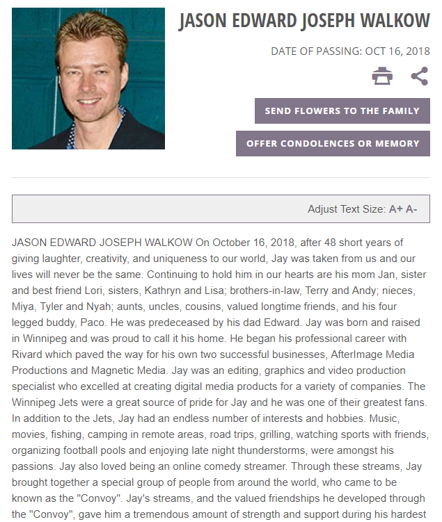 Jason "Jay" Walkow, creator and host of Jesus Chatline, died last month ...